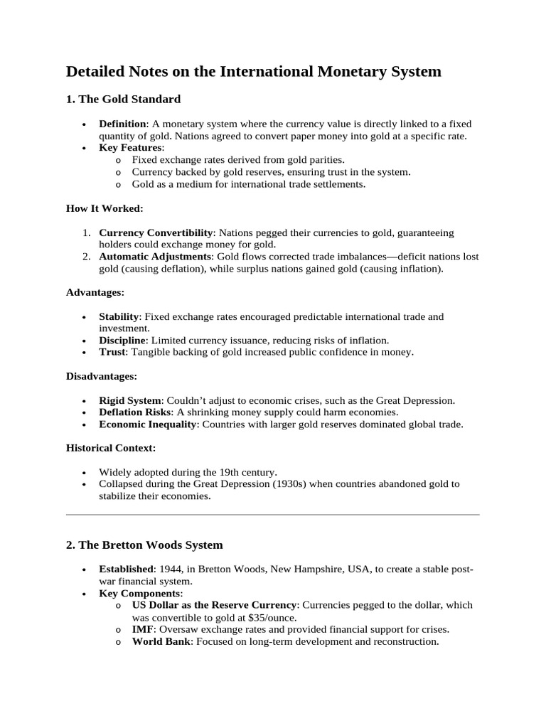 Overview of the International Monetary System | PDF | Bretton Woods ...