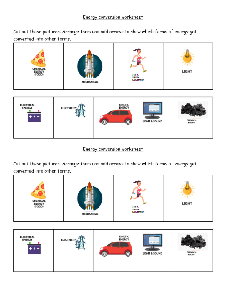 Energy Conversion Worksheet | PDF
