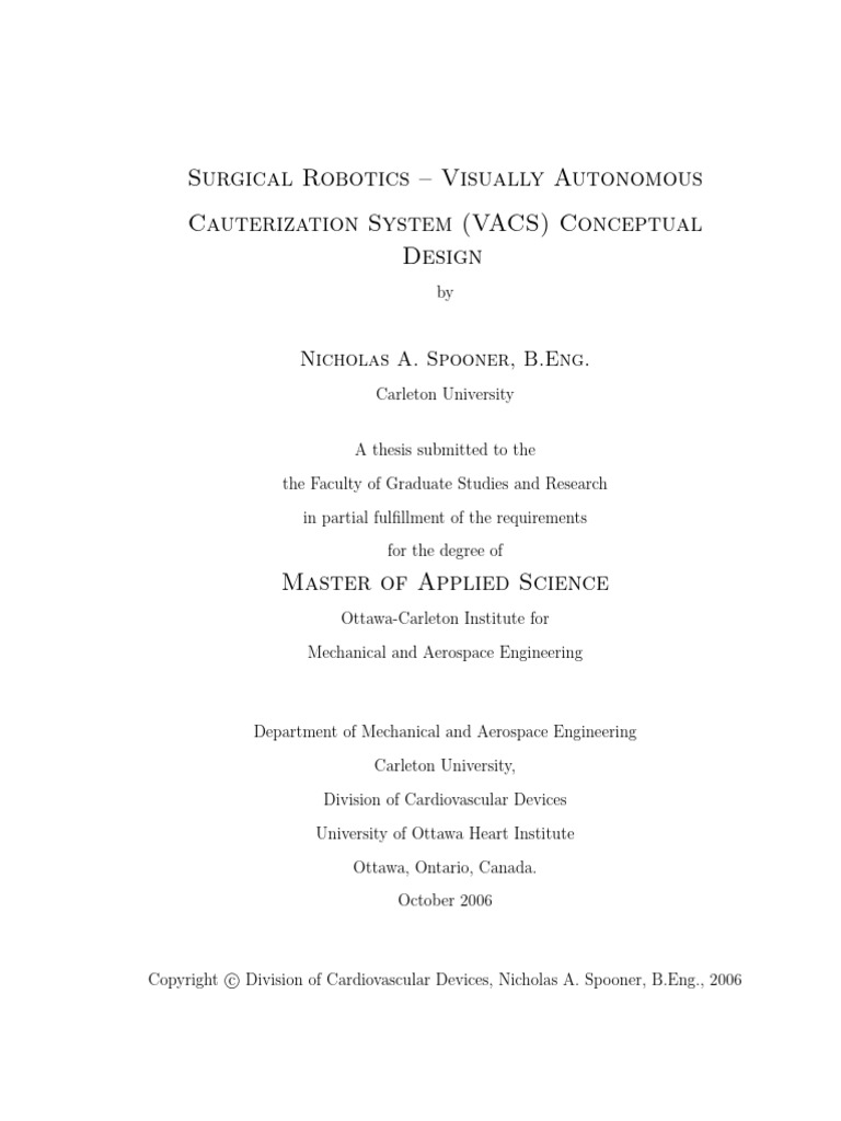 Nicholas_Spooner_Thesis_Nov_1_2006 | PDF | Surgery | Computer Vision