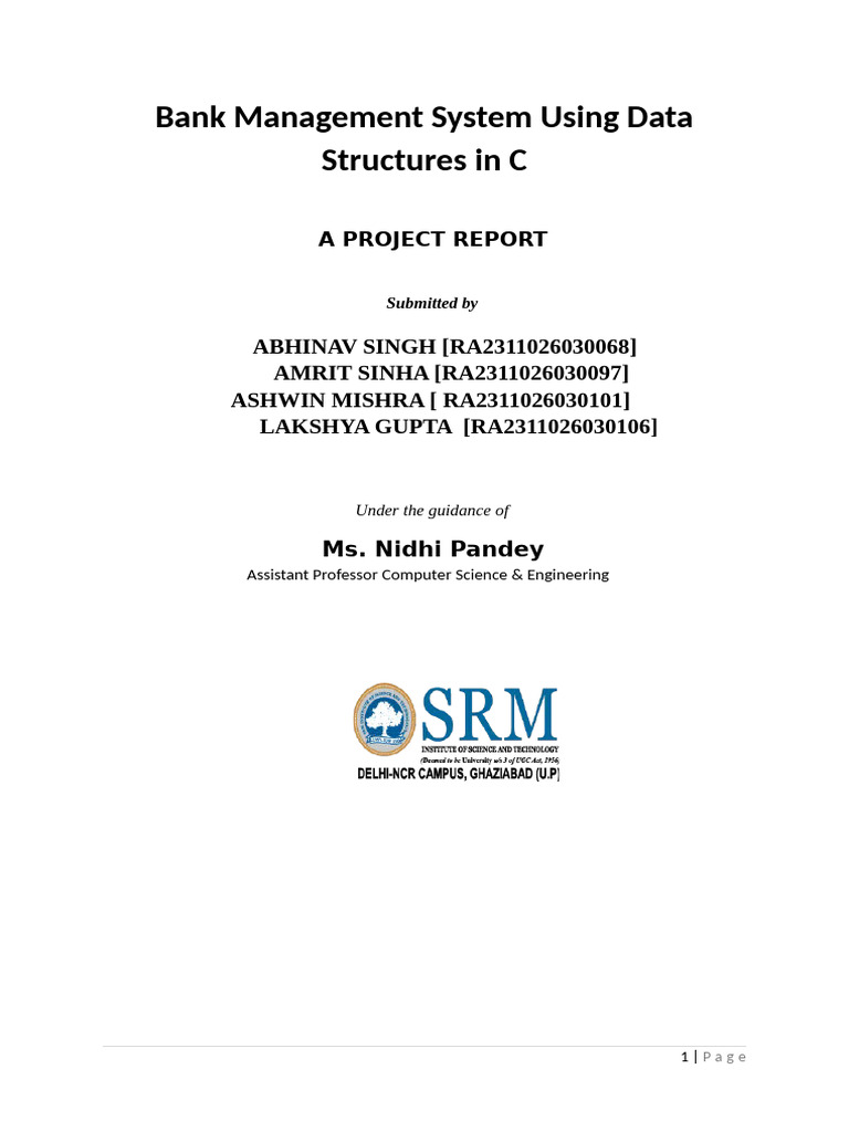 Project Report Bank Managment System | PDF | Pointer (Computer Programming) | Login