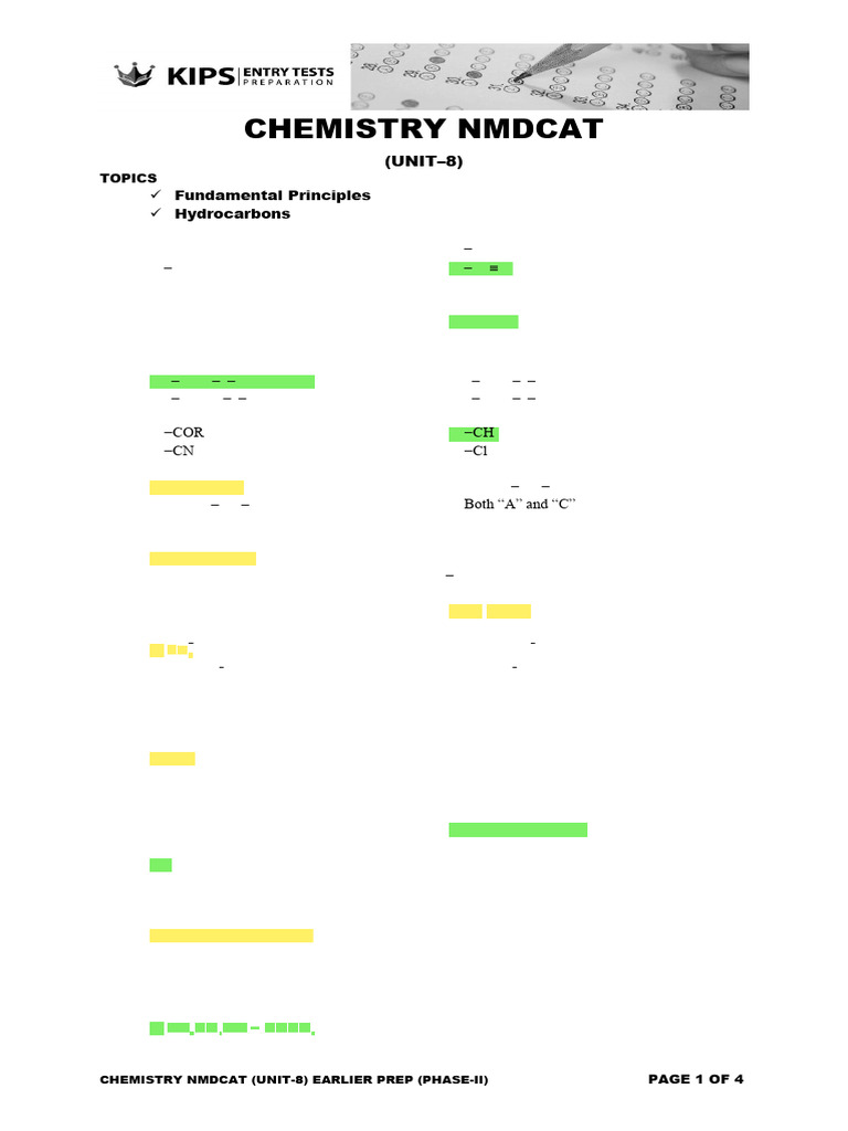 Unit 8 Chemistry Key Pdf Methyl Group Alkene