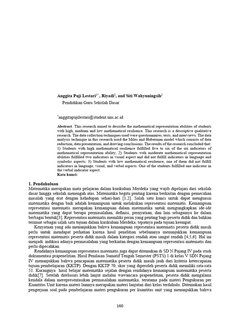 Analisis Kemampuan Representasi Matematis Peserta Didik | PDF