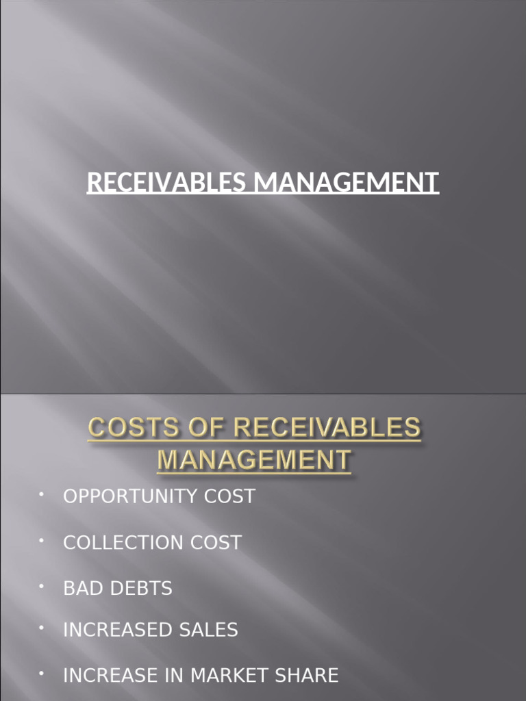 Receivables Management | PDF | Debt | Credit