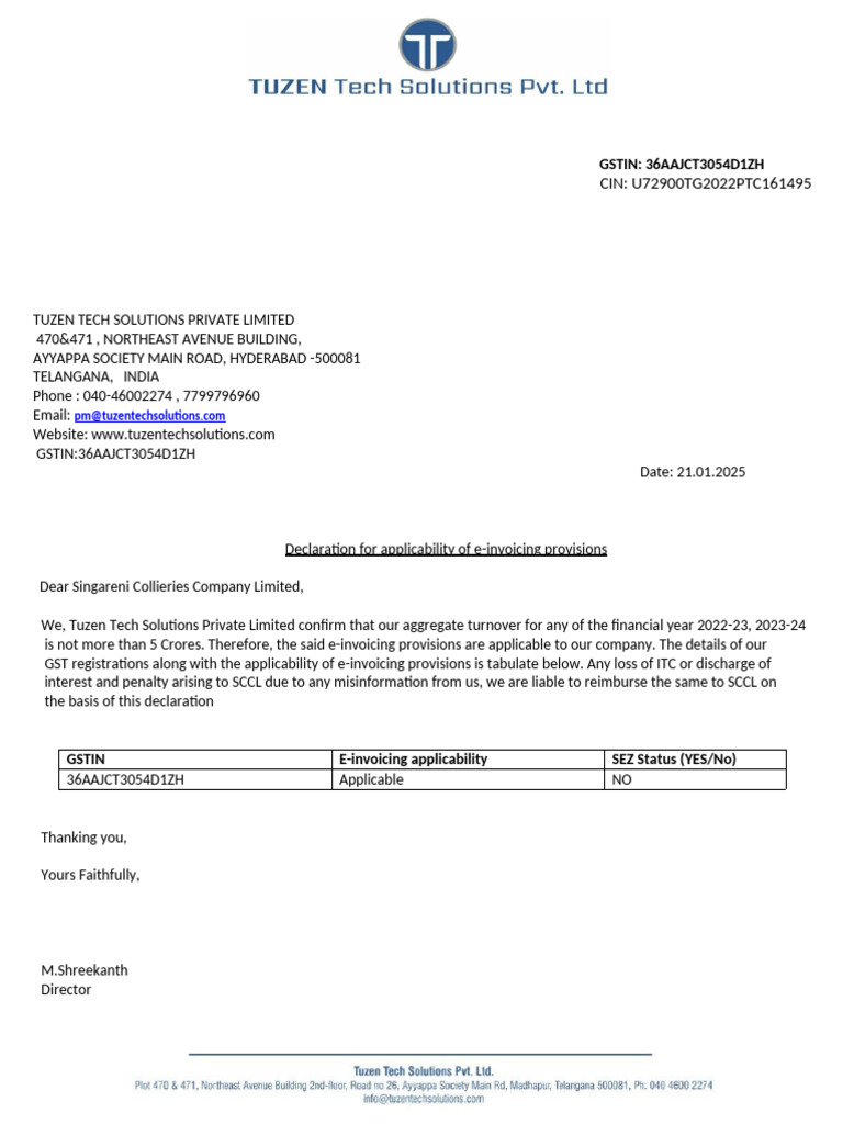 Declaration by Tuzen | PDF