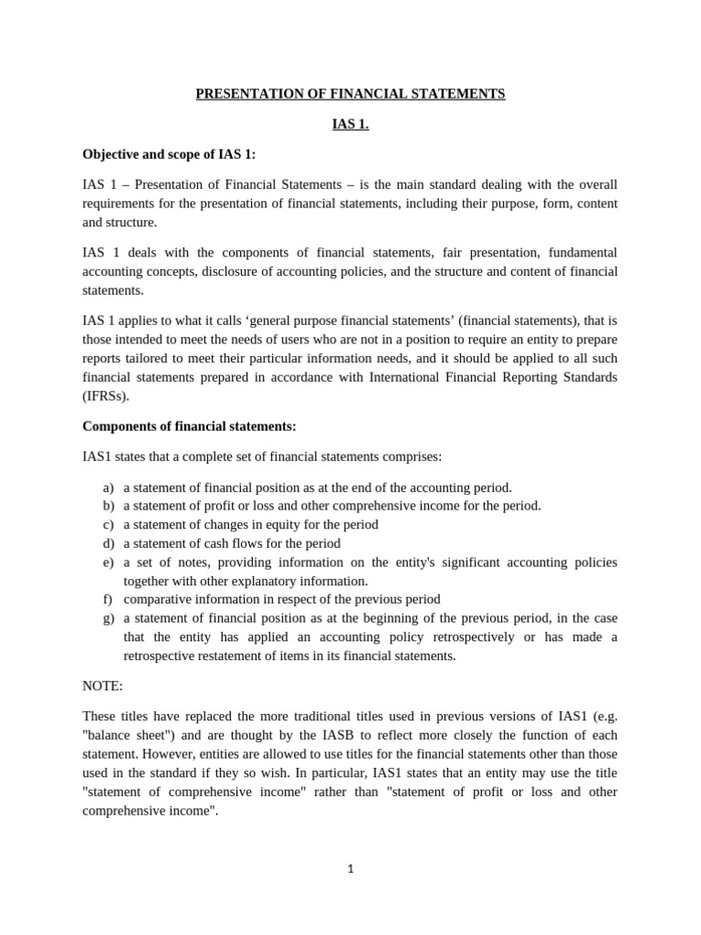 TOPIC V IAS 1 | PDF | Going Concern | Cost Of Goods Sold