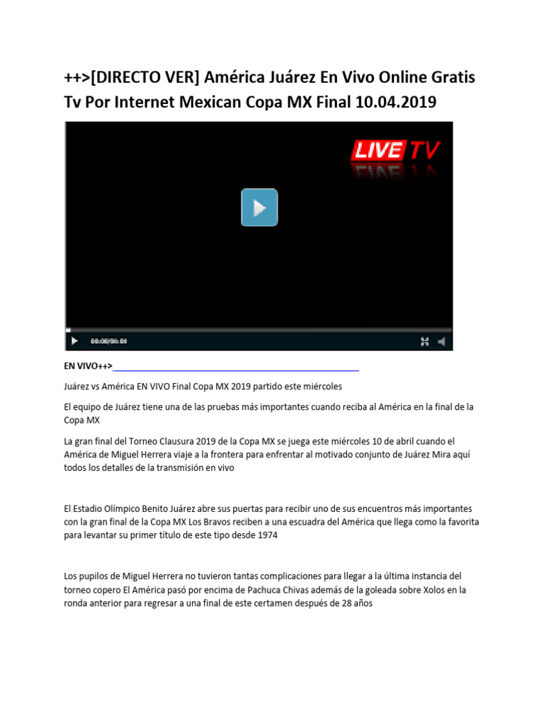 America Juarez en Vivo tv4 | PDF | Asociación de competiciones de fútbol | Asociación de clubes ...