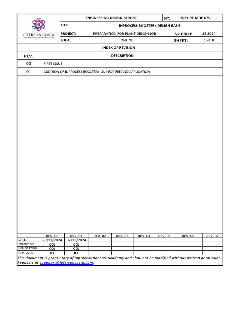 Inprocess Booster Design Basis | PDF | Chemical Engineering | Engineering