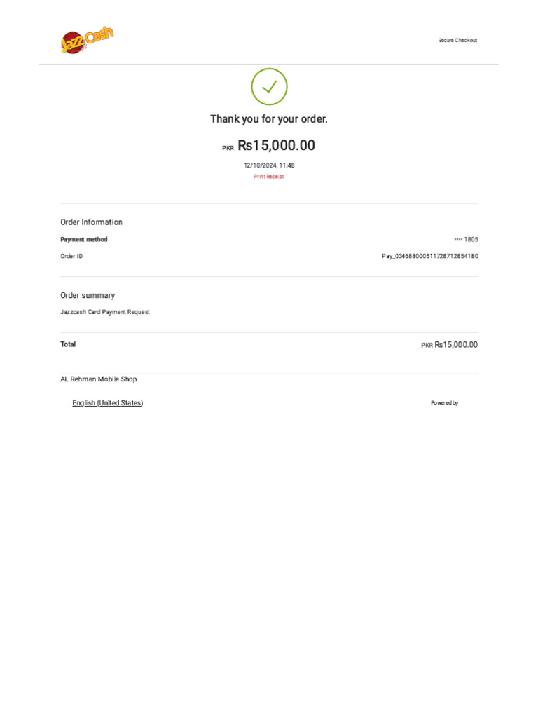 AL Rehman Mobile Shop Receipt | PDF