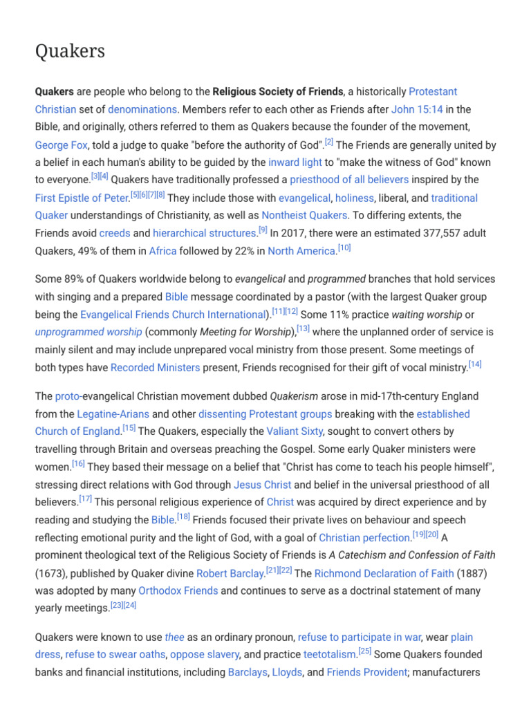 Quakers - Wikipedia | PDF | Quakers | Holiness Movement