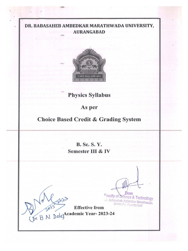 B.Sc. SY CBCS Pattern Syllabus Wef 23-24 | PDF