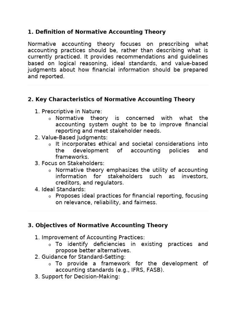 1.1 Normative Accounting Theory | PDF | Accounting | Theory