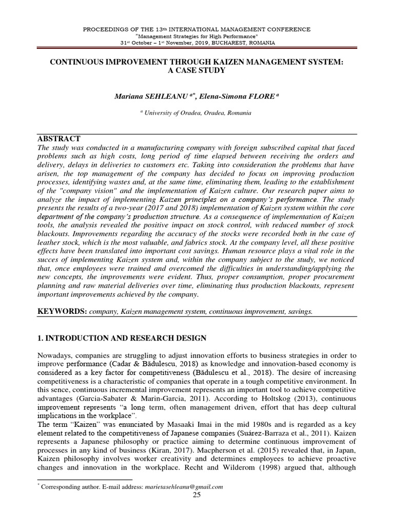 KAIZEN CASE STUDY 1 | PDF | Inventory | Strategic Management