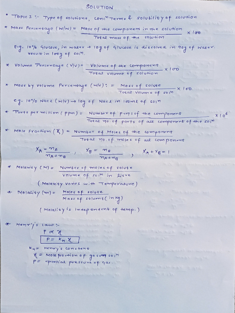 Solution Formula Sheet | PDF