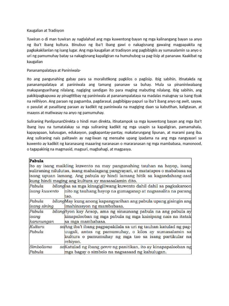 Kaugalian at Tradisyon | PDF
