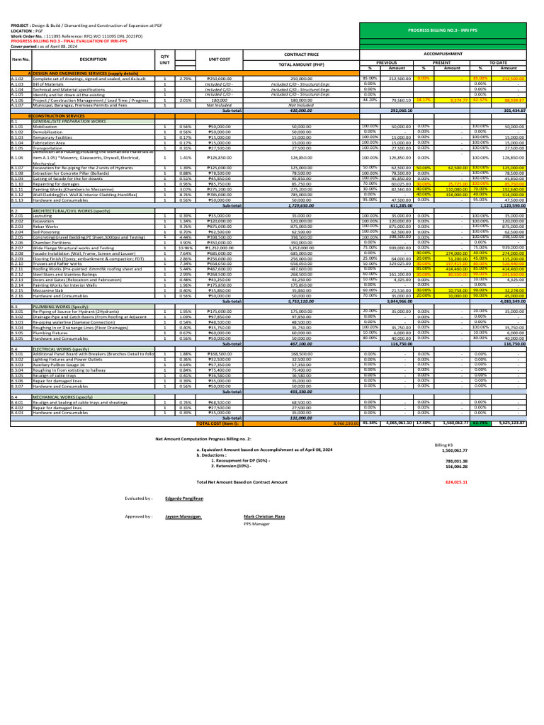 Irri-Pgf-Progress Billing No.3 (E4) | PDF | Civil Engineering | Building