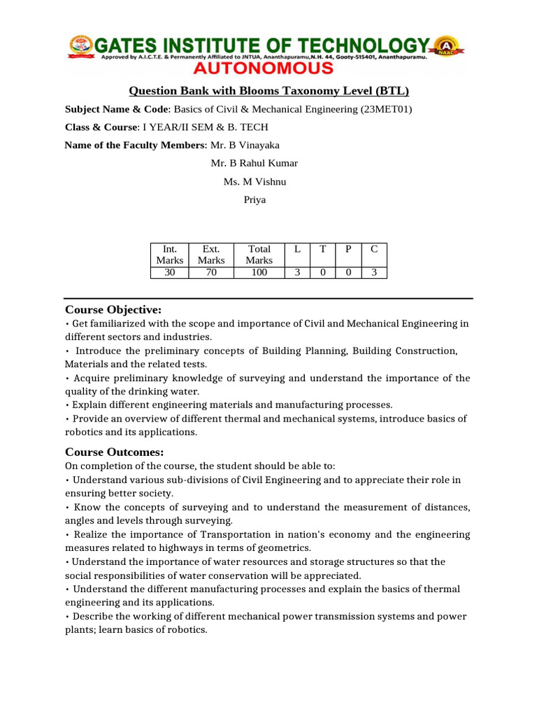 BCME Question Bank 2024 | PDF | Surveying | Concrete