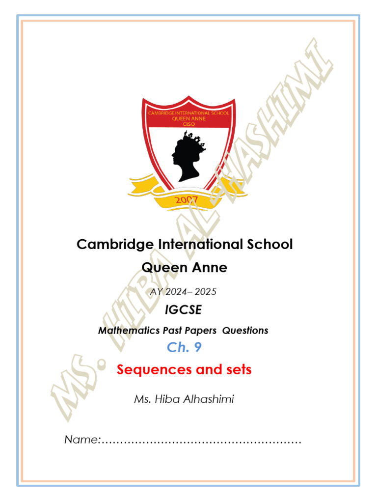 CH 9 Sequences and Sets 2025 - 250129 - 143955 | PDF | Numbers | Set (Mathematics)
