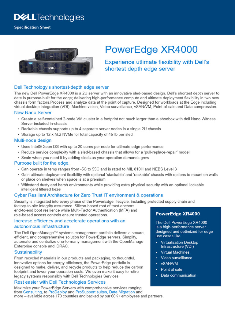 Dell Poweredge Xr4000 Spec Sheet | PDF