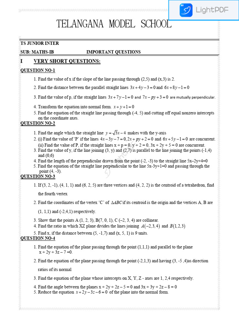 MAT-1B (30+ MARKS) | PDF | Area | Line (Geometry)
