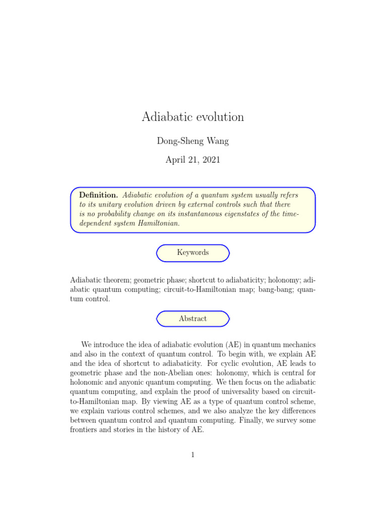 Adiabatic Quantum Computation | PDF | Gauge Theory | Applied Mathematics