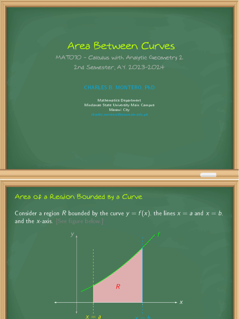 MAT070 3 Area Between Curves | PDF | Area | Function (Mathematics)