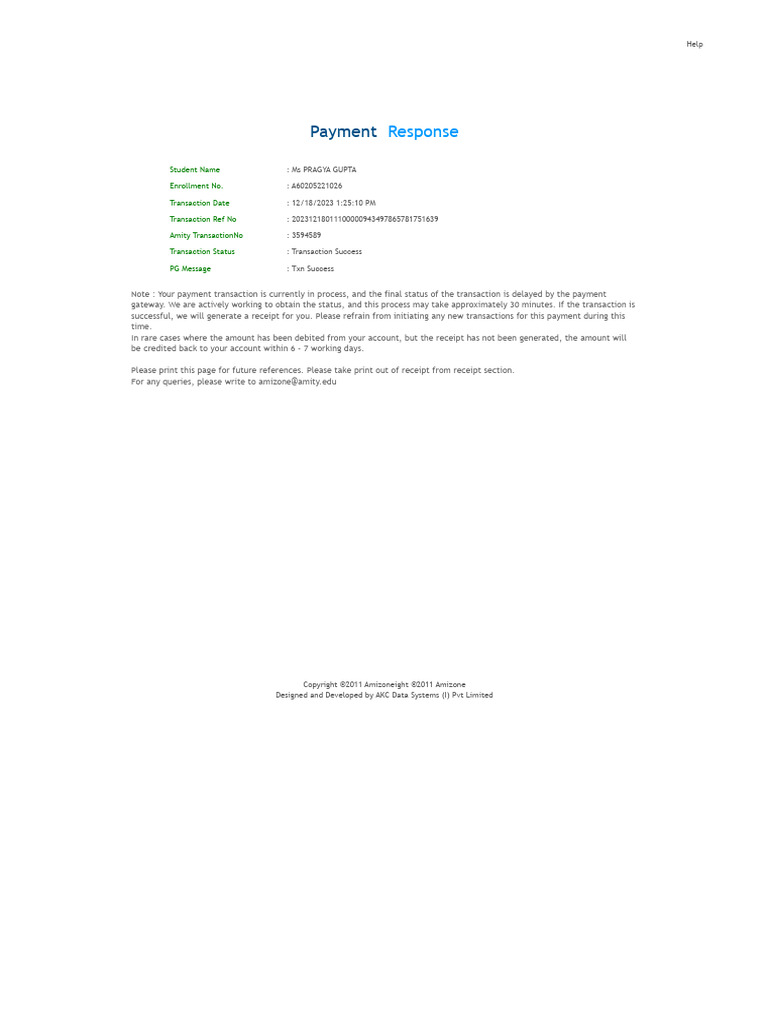 Amity - Payment Gateway PRAGYA GUPTA | PDF