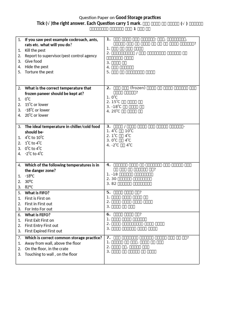 Question Paper For FIFO Training | PDF