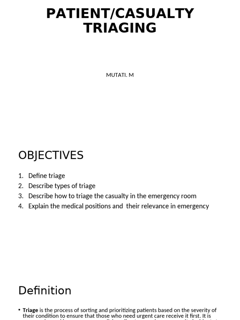 Triage Lecture 2. Mln | PDF | Anatomical Terms Of Motion | Emergency ...