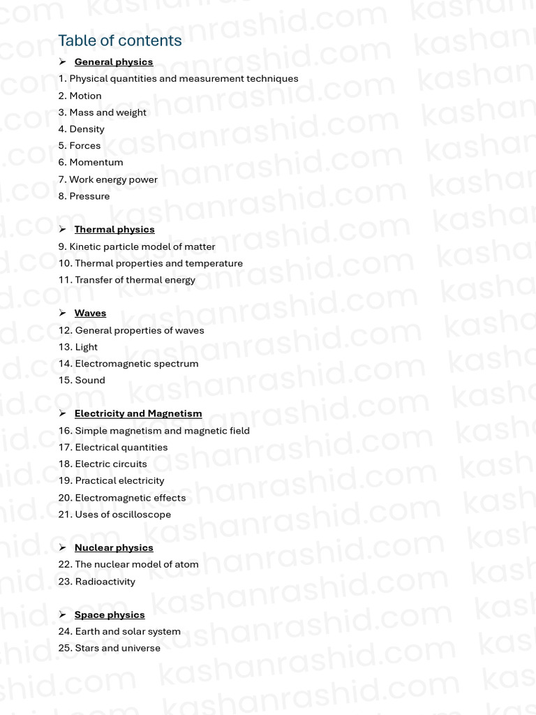 Comprehensive Physics Study Guide | PDF | Physics | Multiple Choice