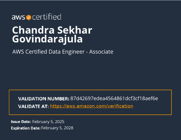 AWS Certified Data Engineer - Associate Certificate | PDF