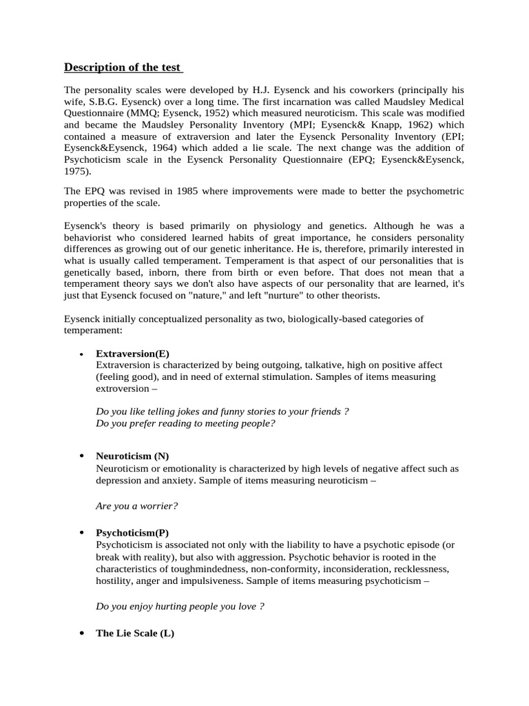 EPQ Practical | PDF | Extraversion And Introversion | Emotions