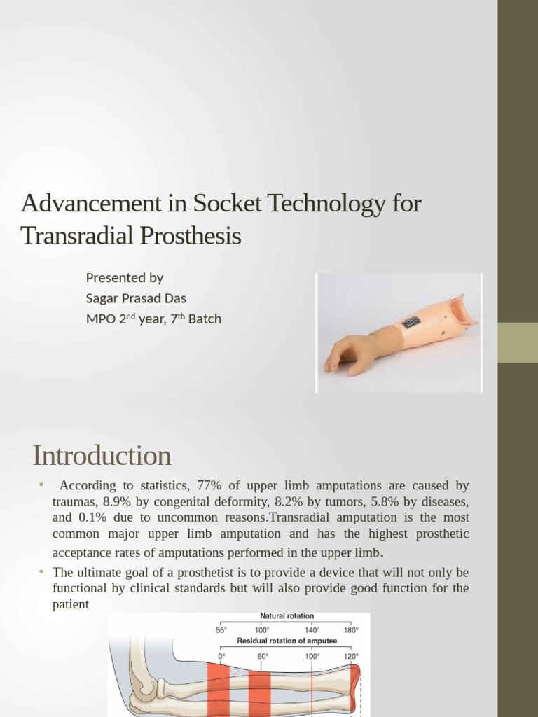 Advancement in Socket Technology For Transradial Prosthesis | PDF | Prosthesis | Electromyography