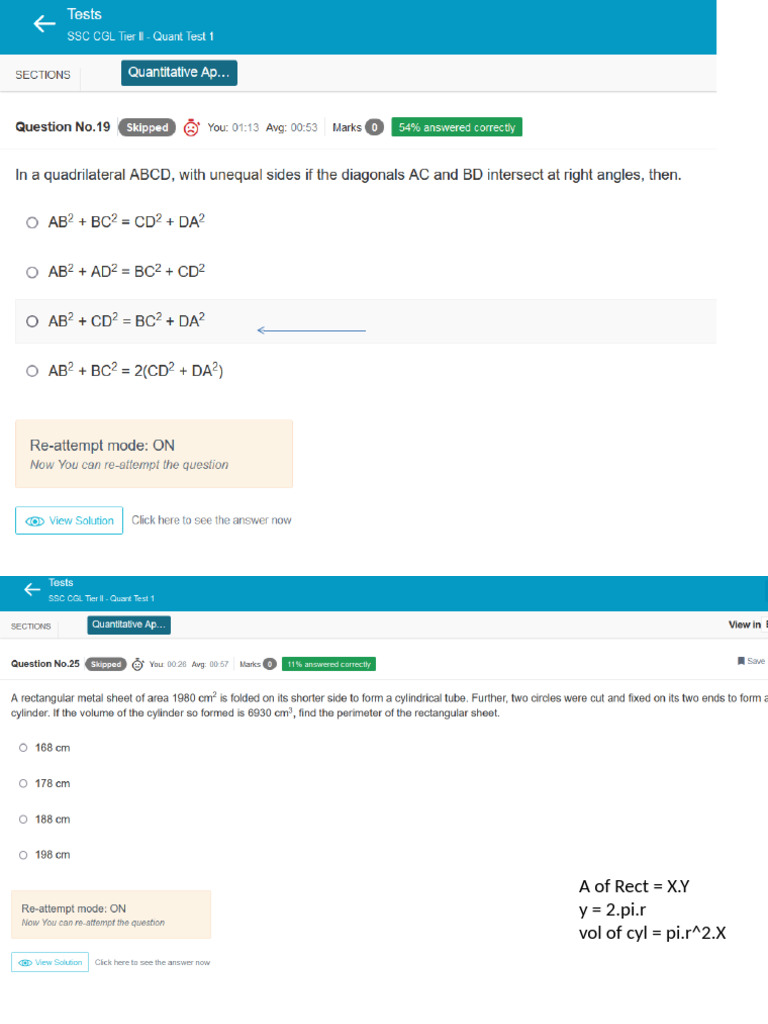 Math Formulas Practice Test | PDF