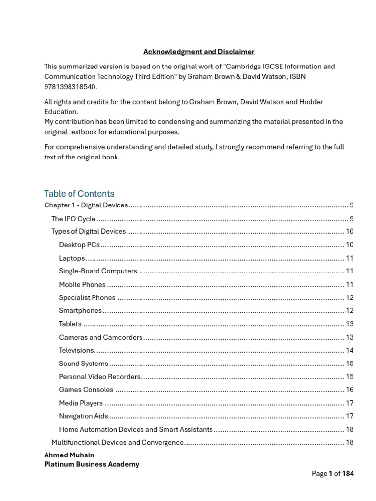 Cambridge OLevel ICT 0417 Summarised Textbook | PDF | Graphical User ...