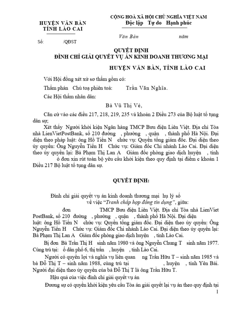 QD_DC_vu_NH_Lien_Viet__Thanh_Hang_KDTM | PDF