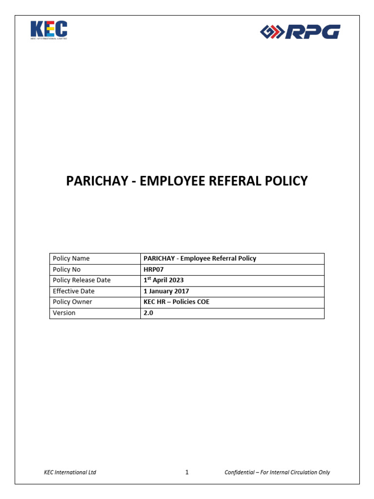 KEC Employee Referral Policy Overview | PDF | Recruitment | Policy
