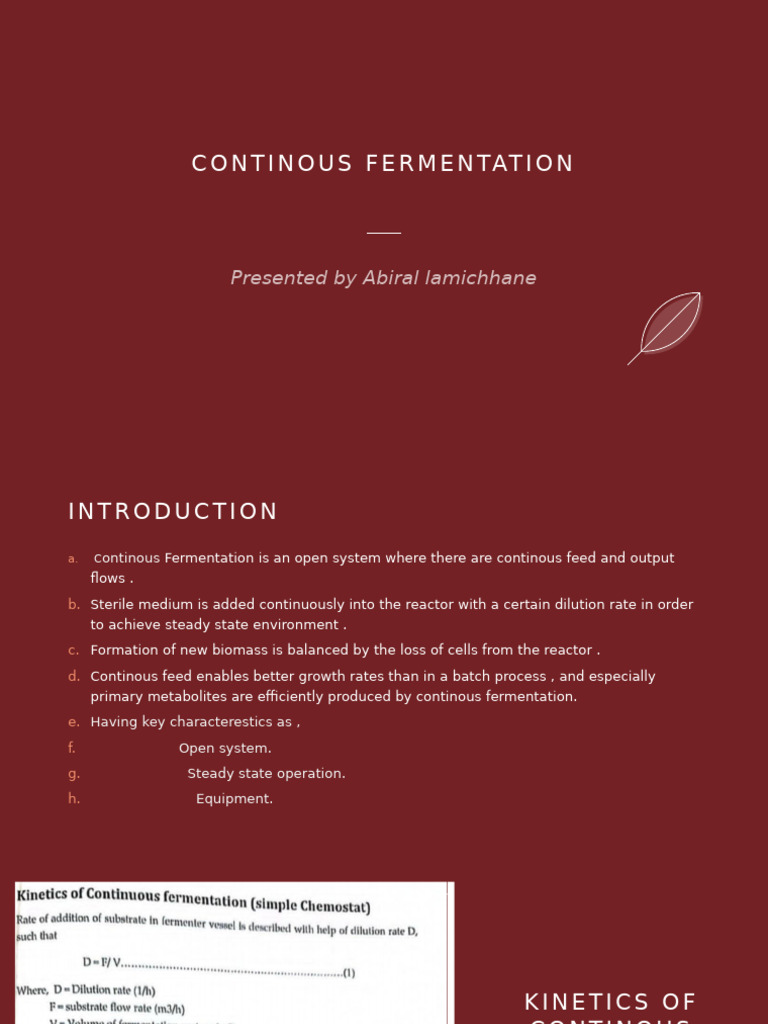 Continous Fermentation | PDF | Biology | Chemistry