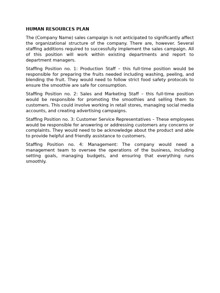 Human Resources Plan | PDF