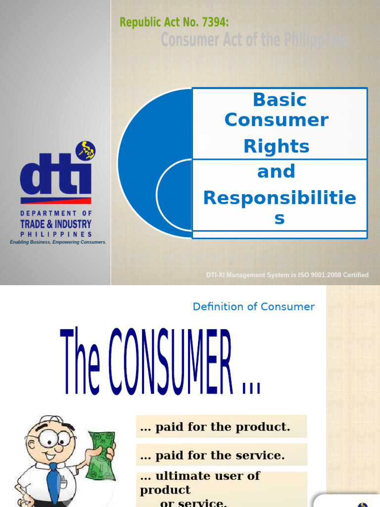 002 RA 7394 & Rights & Responsibilities | PDF | Economies