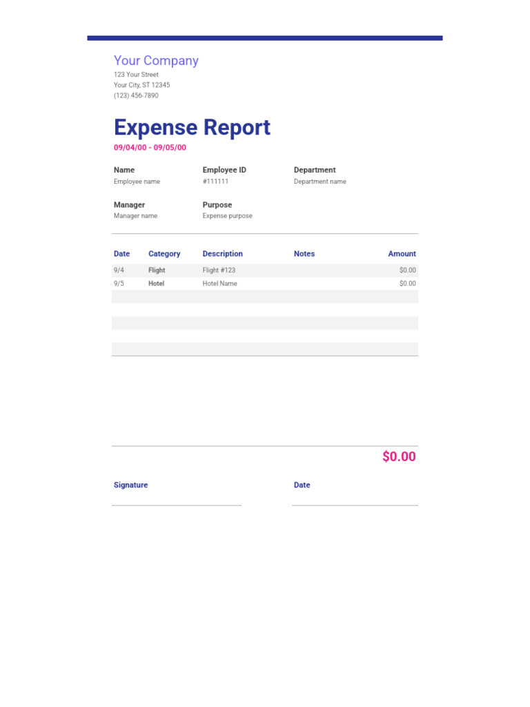 Expense Report Template PDF | PDF