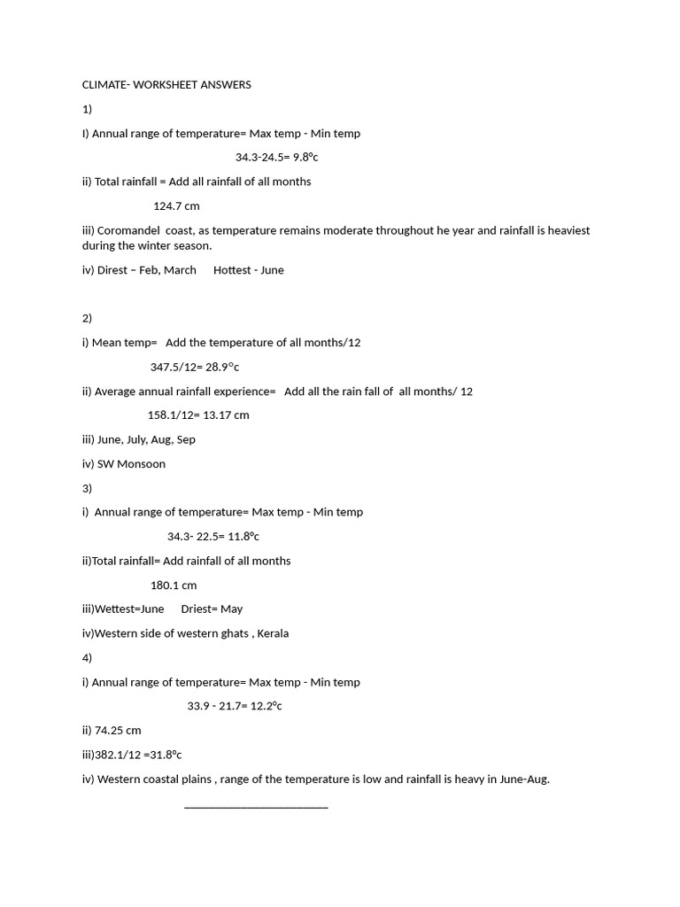 Climate Data Analysis Worksheet | PDF
