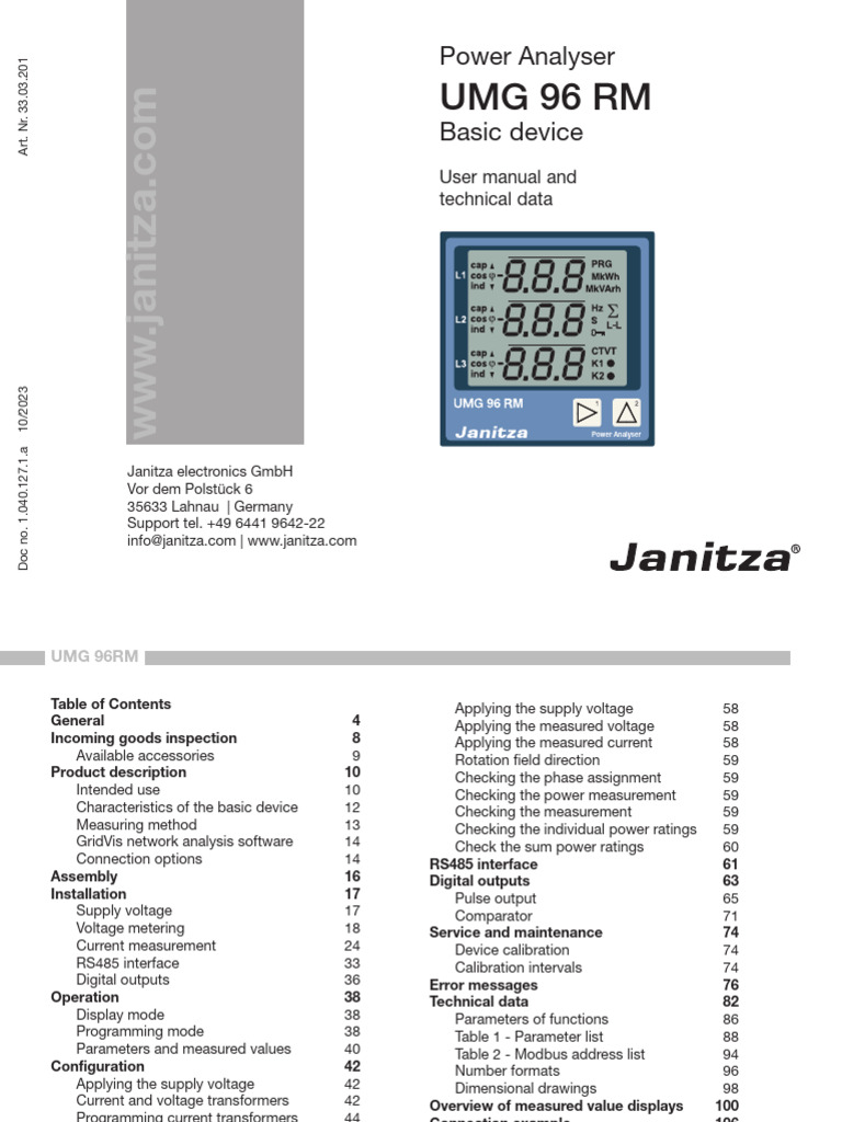 Janitza BHB Umg9 | PDF | Transformer | Mains Electricity