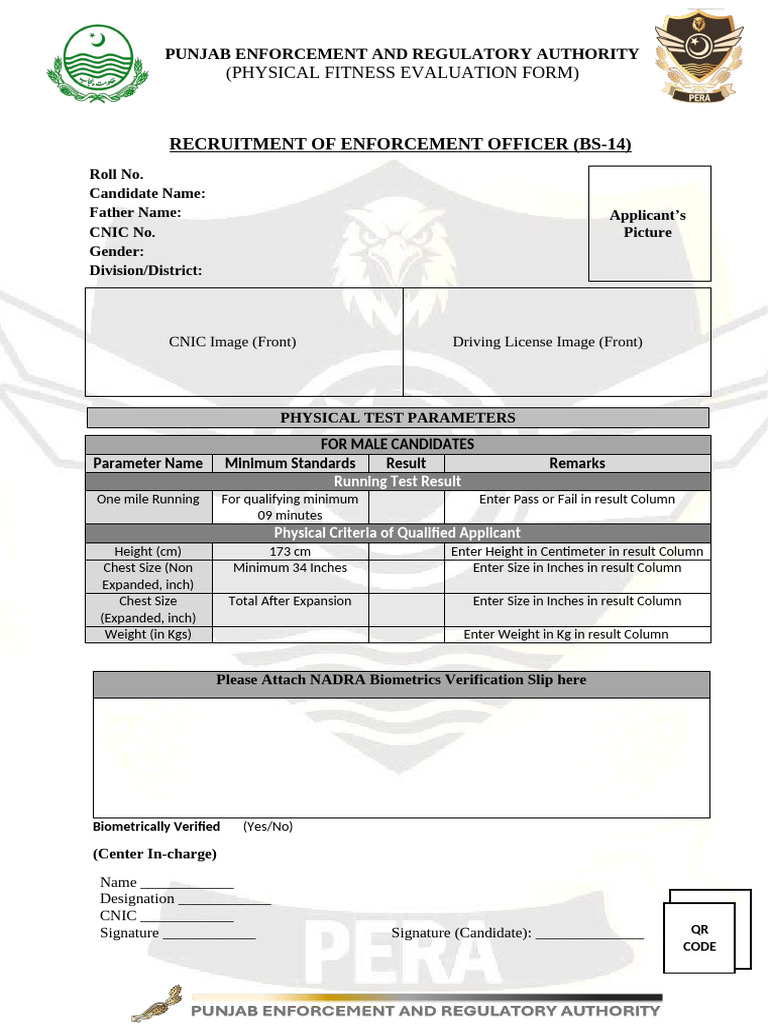 Manual Physical Test Evaluation Form | PDF