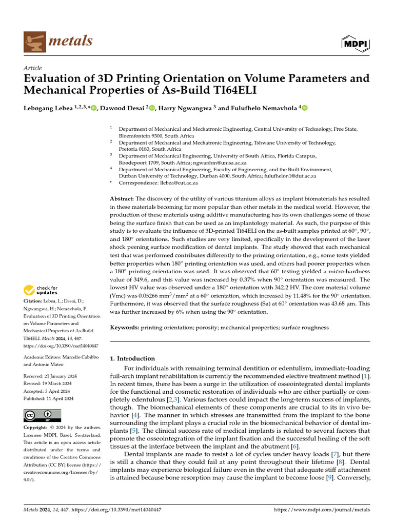 Evaluation of 3D Printing Orie | PDF | Dental Implant | Tomography