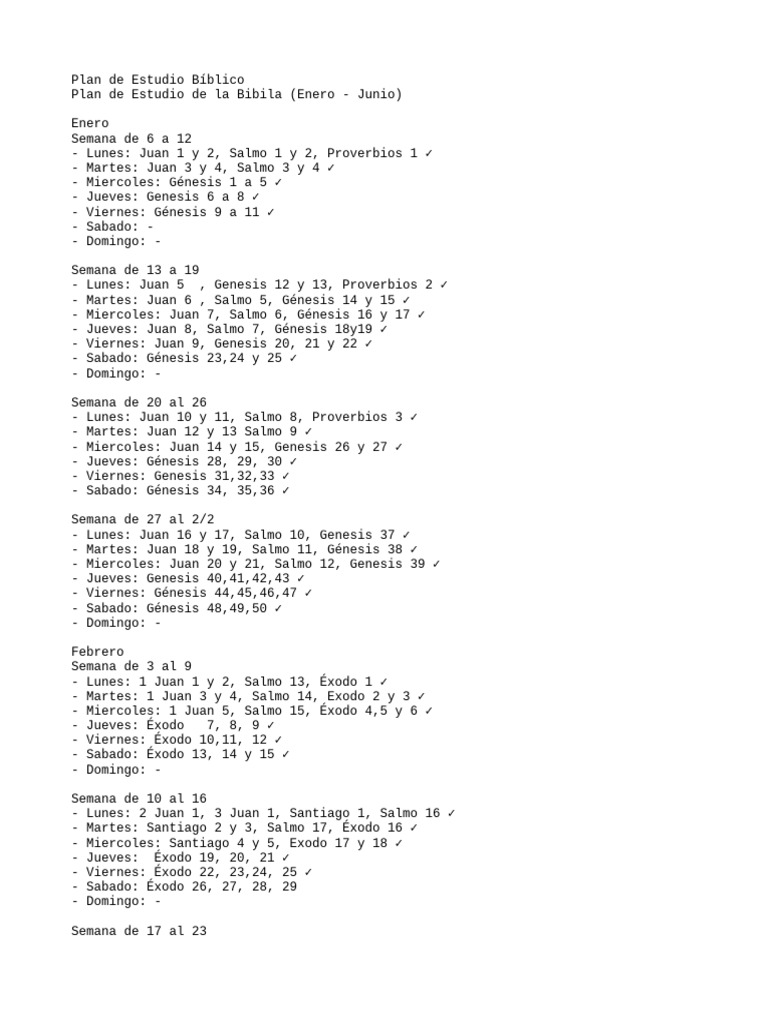 Plan de Estudio Bíblico Semanal | PDF