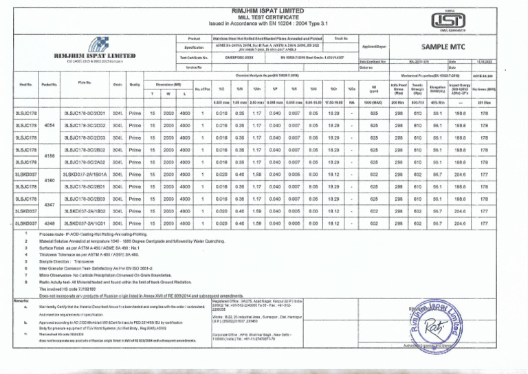 Sample MTC 304l | PDF