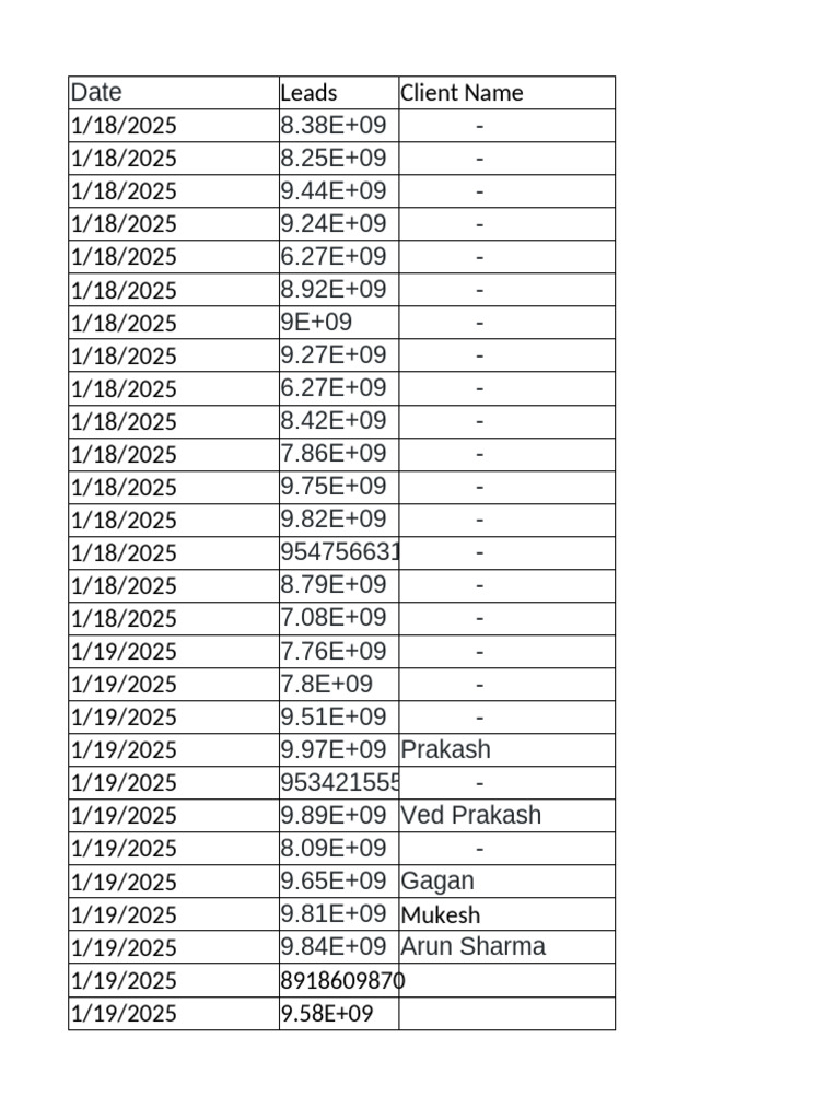 Free Leads List for 2025 | PDF