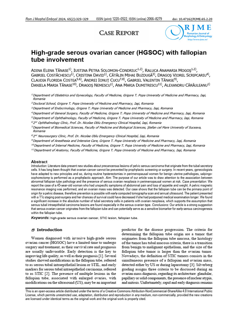 HGSOC Originating from Fallopian Tubes | PDF | Ovarian Cancer ...