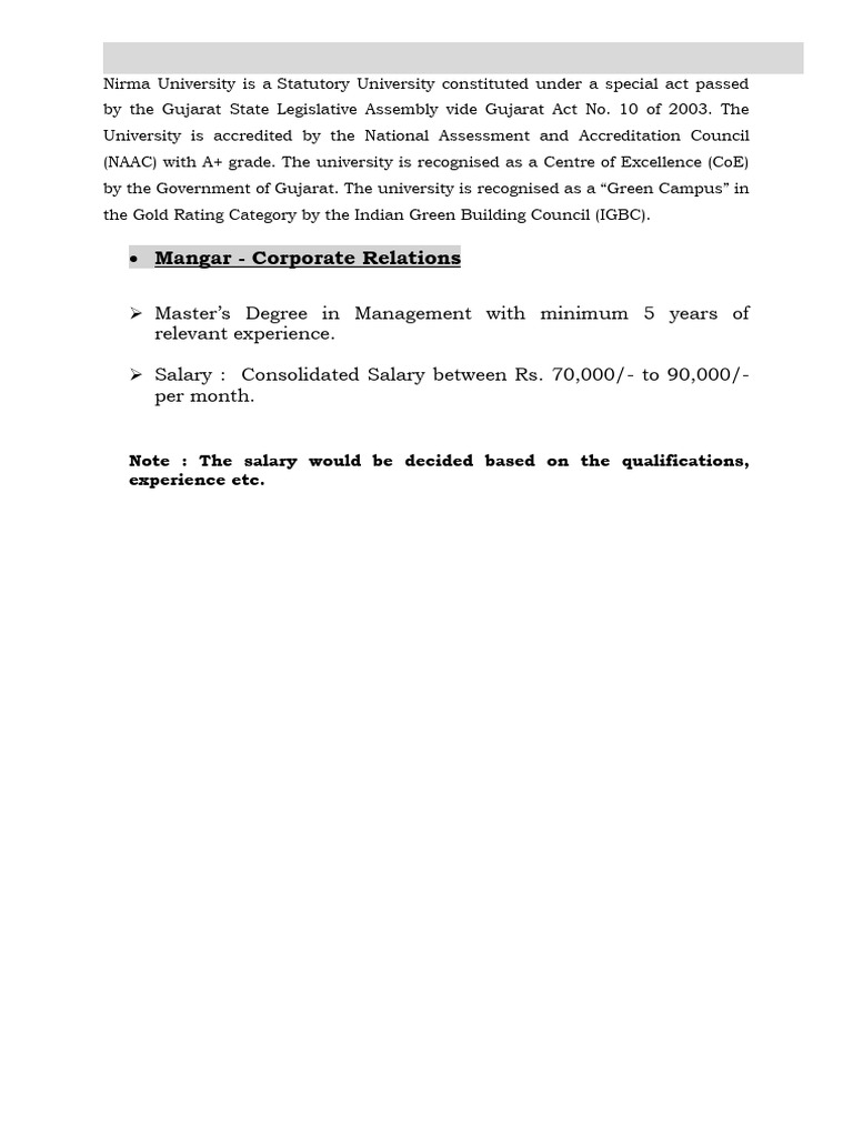 Qulafications Admin Position MCR | PDF