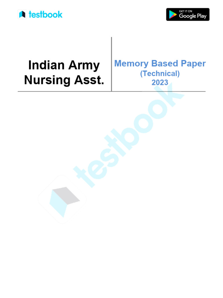 Indian Army Nursing Assistant (Technical) 2023 Memory Based Paper | PDF ...